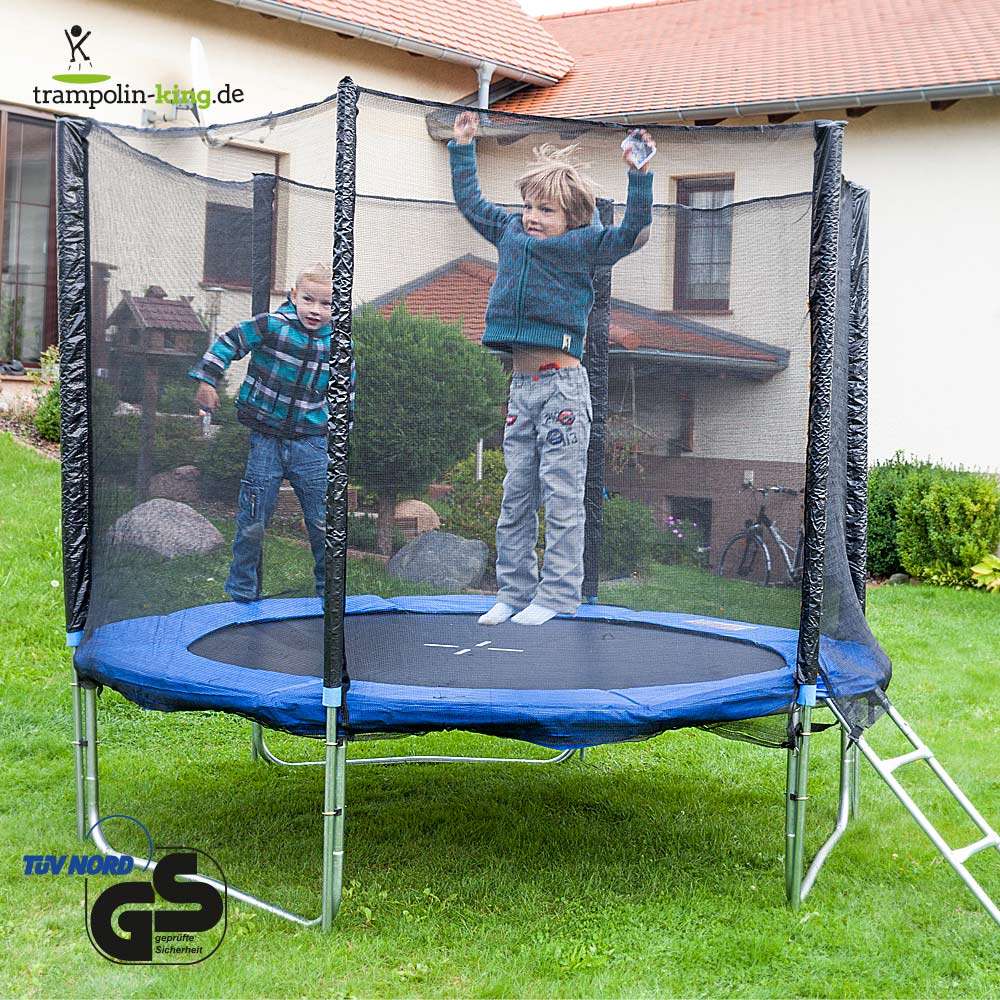 Kinder Trampolin 250cm im Komplett-Set mit Sicherheitsnetz, Randabdeckung, Leiter ...